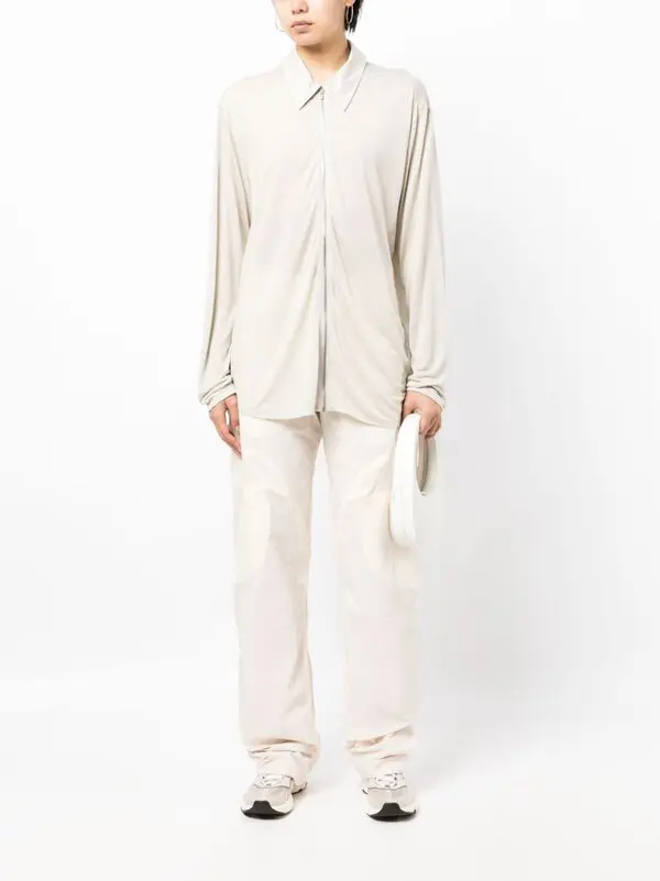 POST ARCHIVE FACTION Zip-up Lyocell Shirt