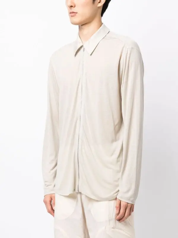 POST ARCHIVE FACTION Zip-up Lyocell Shirt