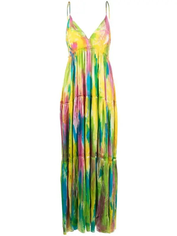 Avant Toi Painterly-print Silk Long Dress