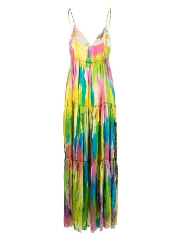 Avant Toi Painterly-print Silk Long Dress