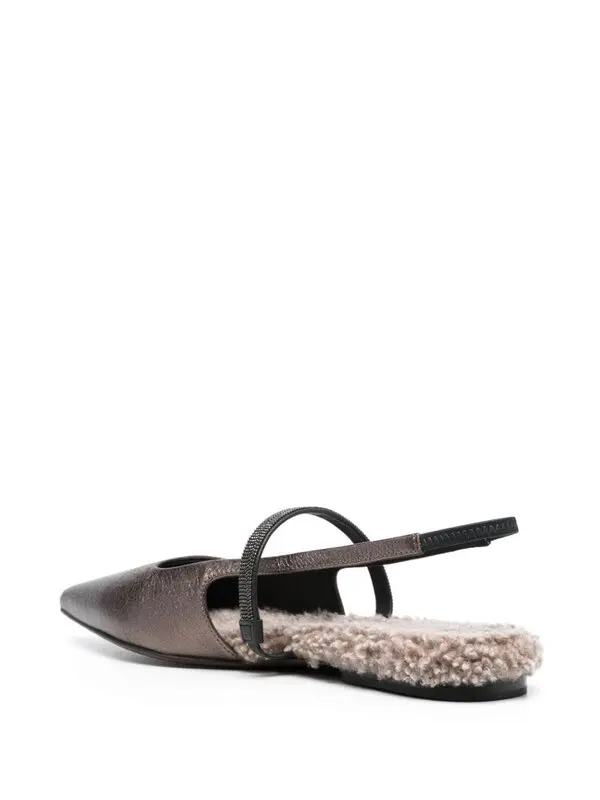 Brunello Cucinelli Glittered Flat Ballerina Shoes