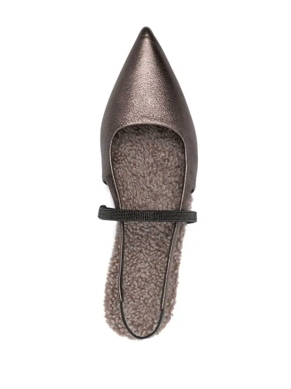 Brunello Cucinelli Glittered Flat Ballerina Shoes