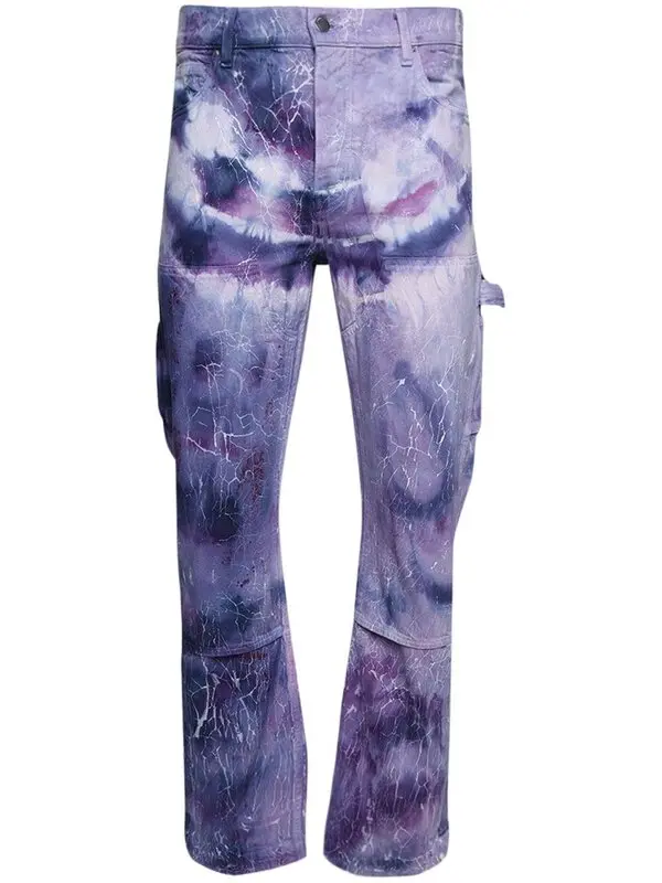 Amiri Cracked Tie-dye Carpenter Jeans - Purple
