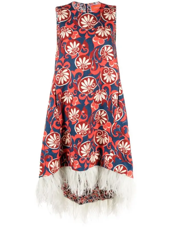 La DoubleJ La Scala Feather-trim Dress