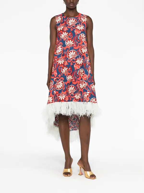 La DoubleJ La Scala Feather-trim Dress