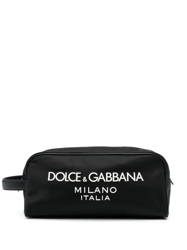 Dolce & Gabbana Logo Leather Wash Bag - Black