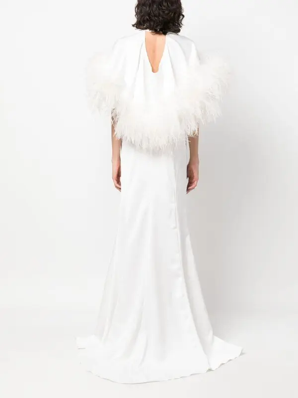 Attico Feather-trim Cut-out Gown