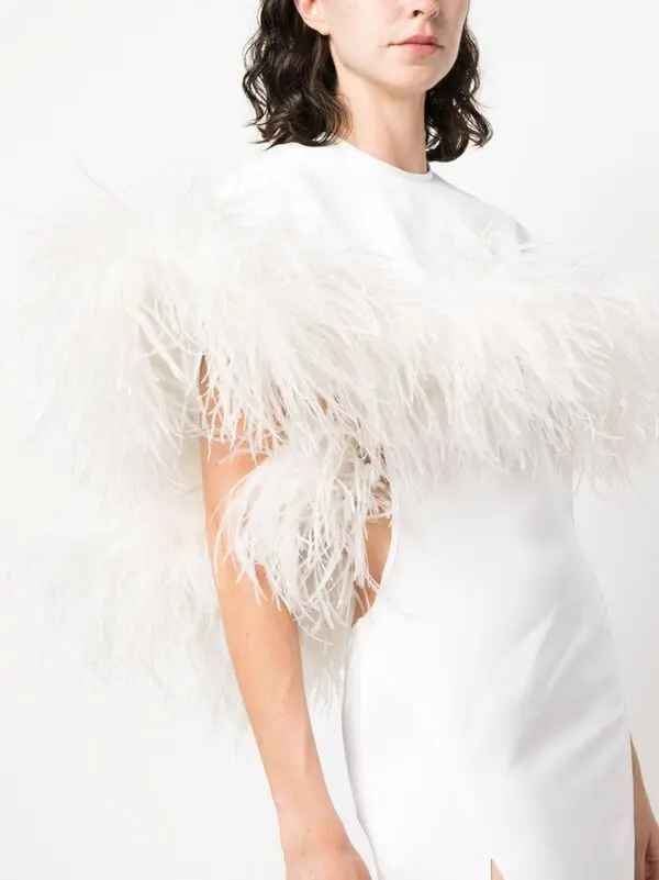 Attico Feather-trim Cut-out Gown