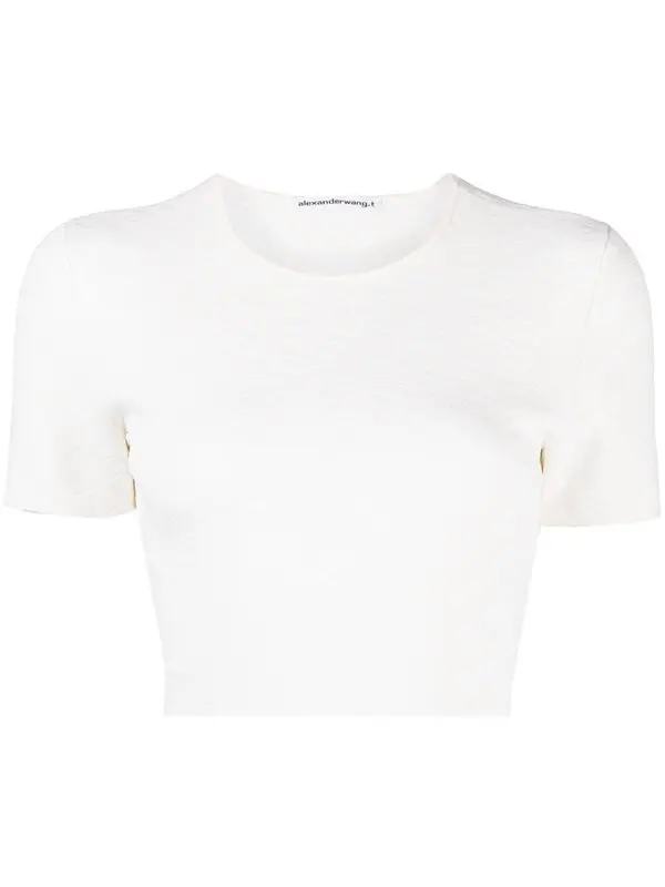 Alexander Wang Logo-jacquard Crop Top - White