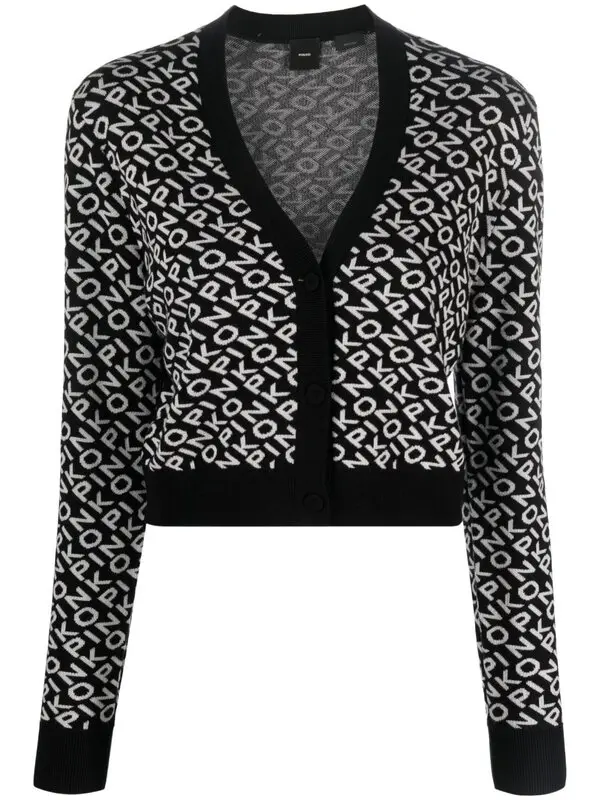Pinko Logo-jacquard Cardigan - Black