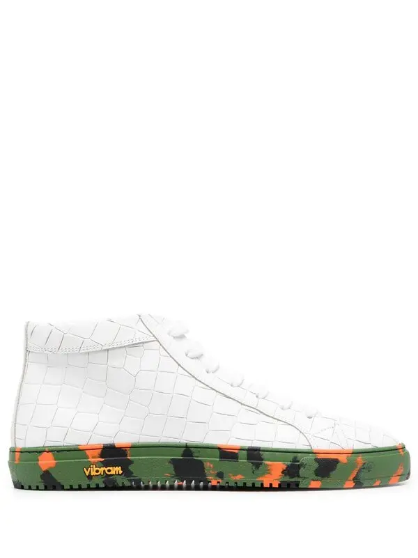 HIDE&JACK Crocodile Effect High Top Sneakers - White