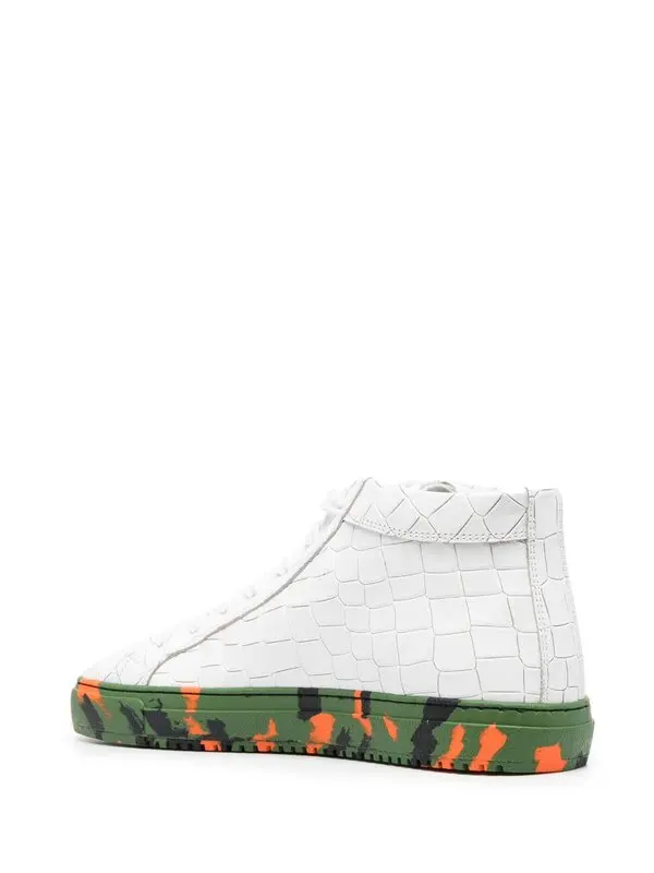 HIDE&JACK Crocodile Effect High Top Sneakers - White