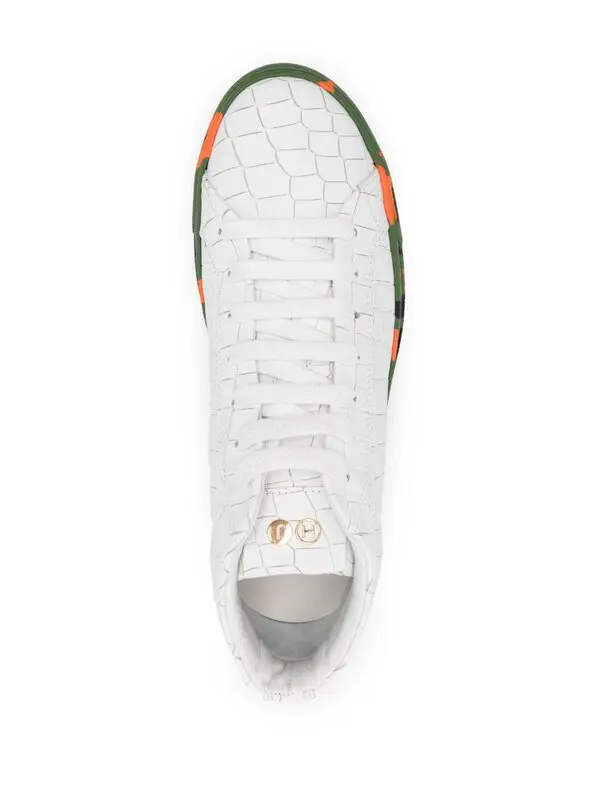 HIDE&JACK Crocodile Effect High Top Sneakers - White