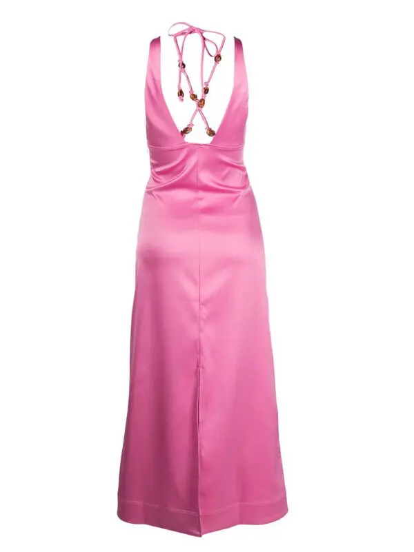 GANNI Halterneck Midi Dress - Pink