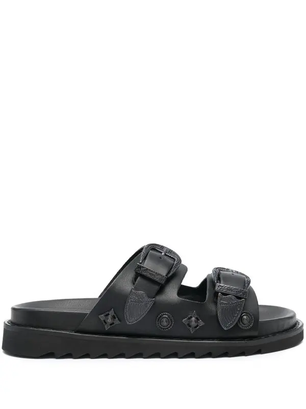 Toga Stud-embellished Leather Slides - Black