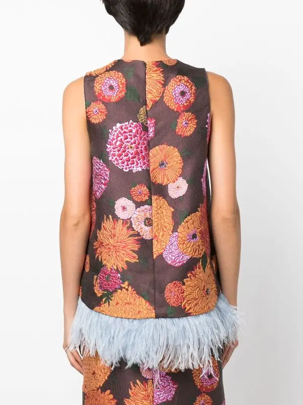 La DoubleJ La Scala Feather-trim Top