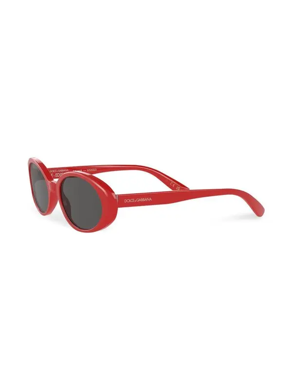 Dolce & Gabbana Re-Edition Dna Oval-Frame Sunglasses In Red  display picture 1