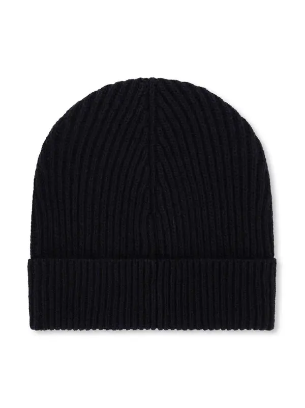 Dolce & Gabbana Ribbed Knit Beanie With Silver-tone Logo Plaque