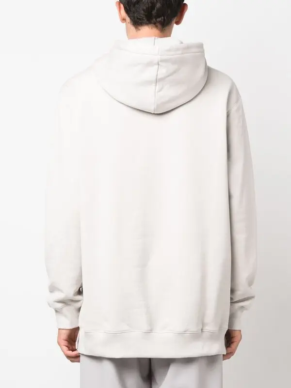 LANVIN Logo-embroidered Fleece Hoodie - Grey