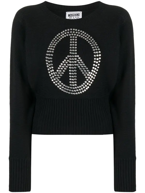 Moschino Studded Peace Symbol Sweater - Black