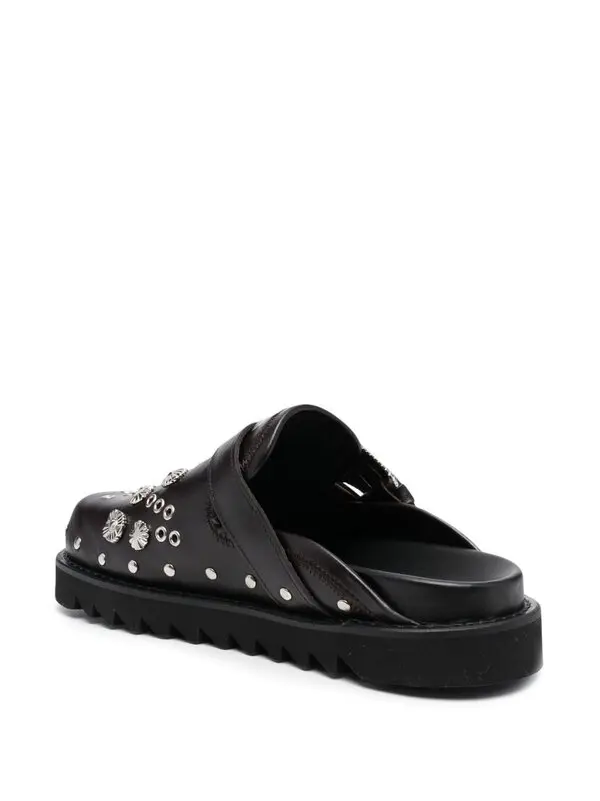 TOGA VIRILIS Studded Leather Slippers - Brown