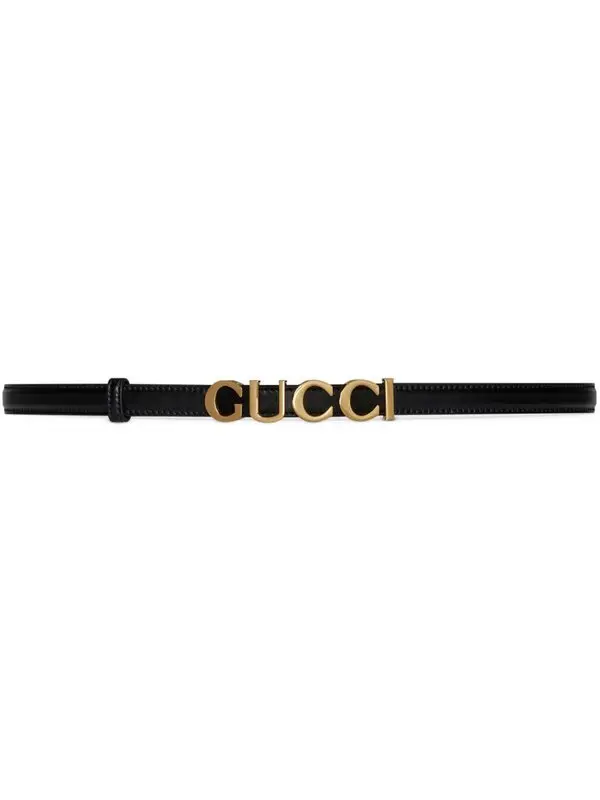 Gucci Logo-buckle Thin Leather Belt
