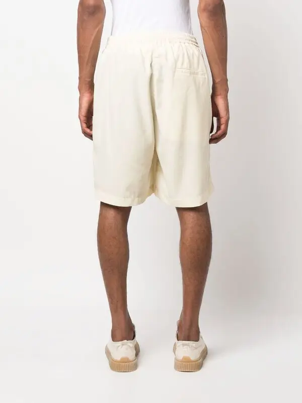 BONSAI Elasticated-waistband Wool Bermuda Shorts - Neutrals
