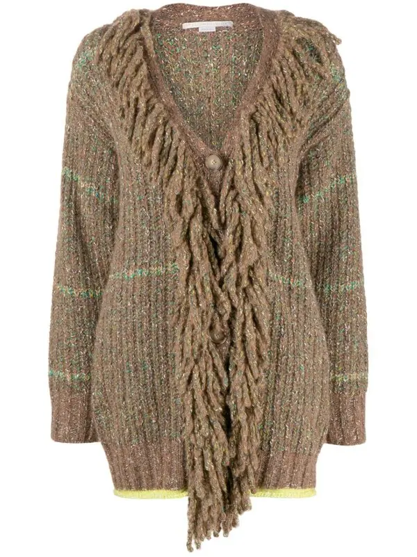 Stella McCartney Cable-knit Tweed Cardigan Coat - Brown