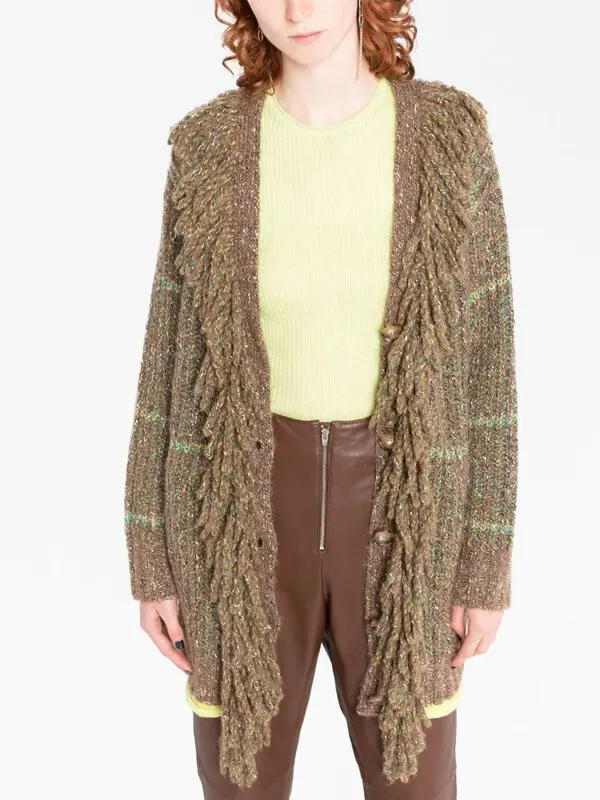 Stella McCartney Cable-knit Tweed Cardigan Coat - Brown