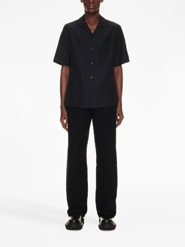 Off-White Logo-jacquard Camp-collar Shirt - Black