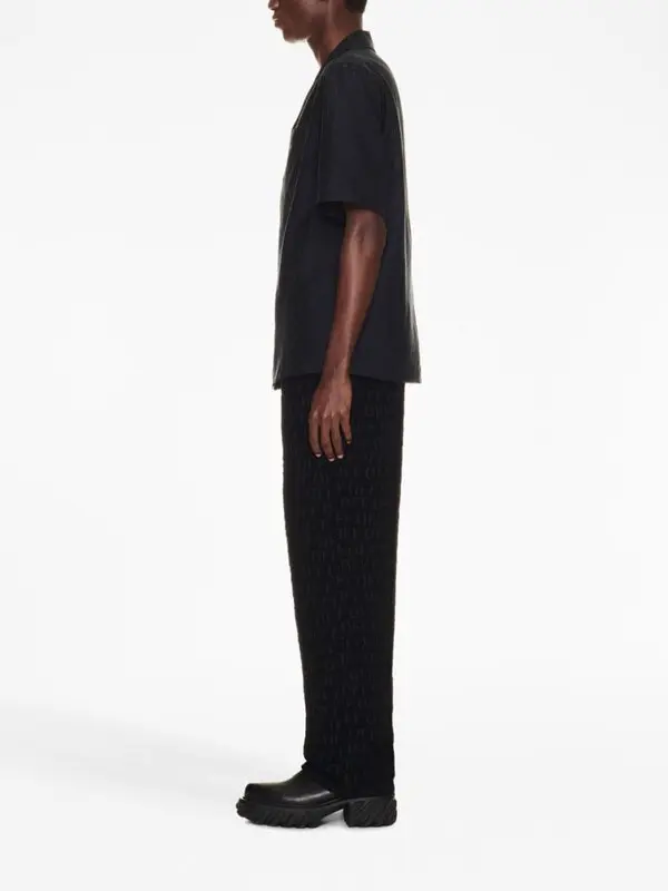 Off-White Logo-jacquard Camp-collar Shirt - Black