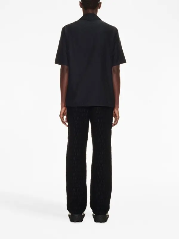 Off-White Logo-jacquard Camp-collar Shirt - Black