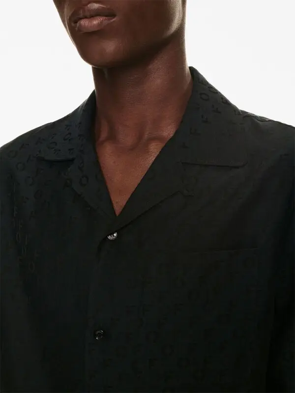 Off-White Logo-jacquard Camp-collar Shirt - Black