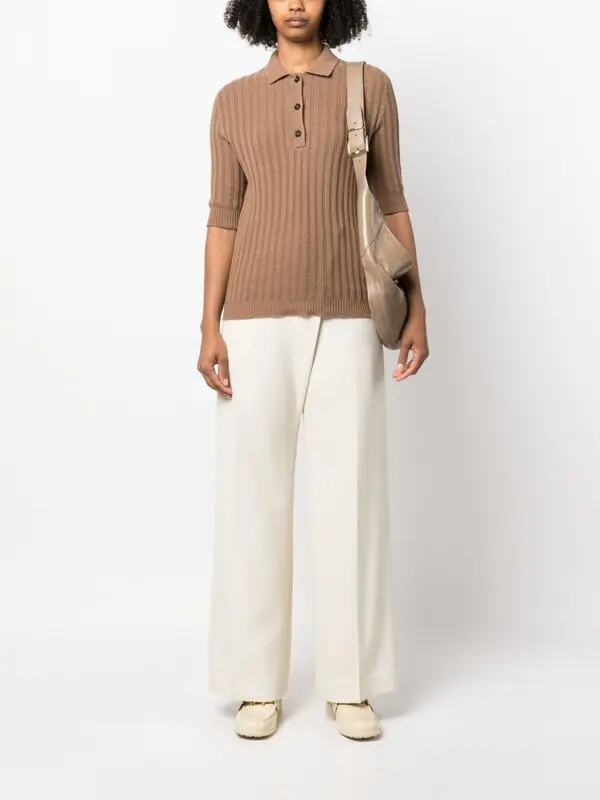 Fabiana Filippi Ribbed-knit Cashmere Polo Top