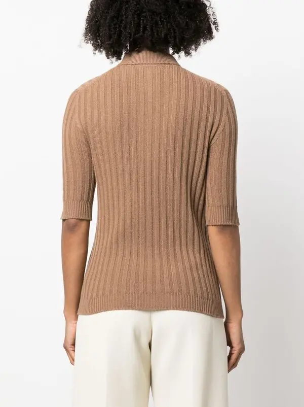 Fabiana Filippi Ribbed-knit Cashmere Polo Top
