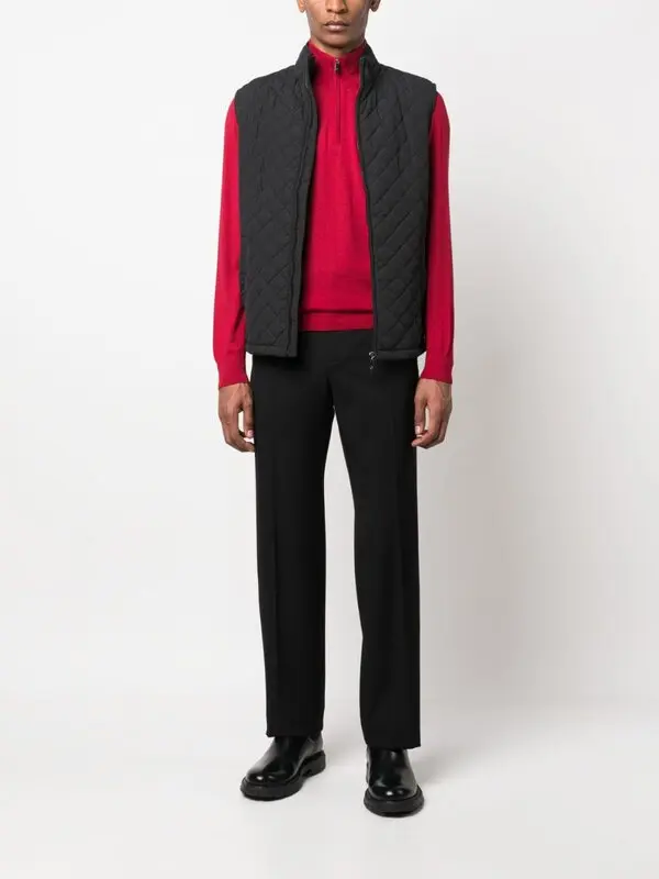 Pal Zileri High-neck Virgin Wool-silk Zip-up Sweatshirt - Red