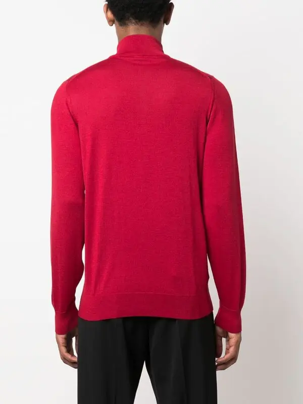 Pal Zileri High-neck Virgin Wool-silk Zip-up Sweatshirt - Red