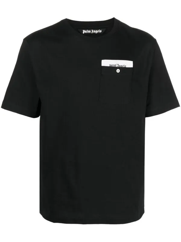 Palm Angels Logo-tape Cotton T-shirt - Black