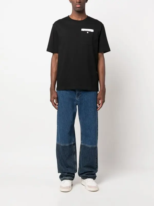 Palm Angels Logo-tape Cotton T-shirt - Black