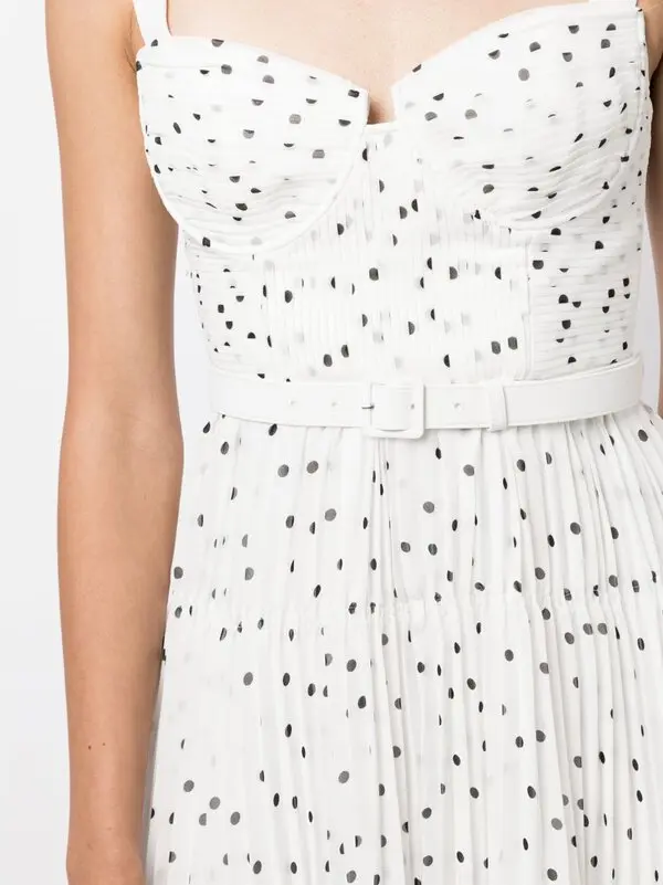 self portrait polka dot chiffon dress SELF-PORTRAIT Flocked Polka-Dot Gathered-Chiffon Mini Dress
