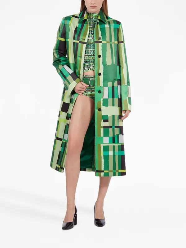 FERRAGAMO Abstract-print Single-breasted Coat