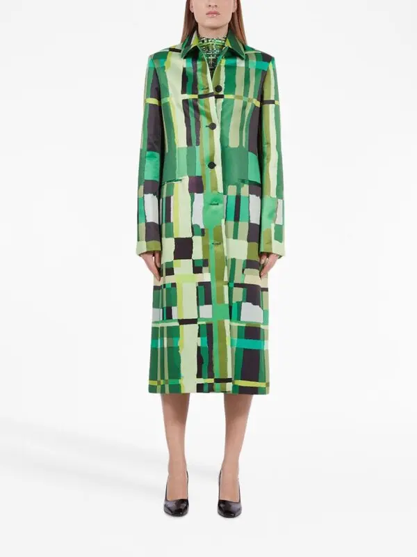 FERRAGAMO Abstract-print Single-breasted Coat