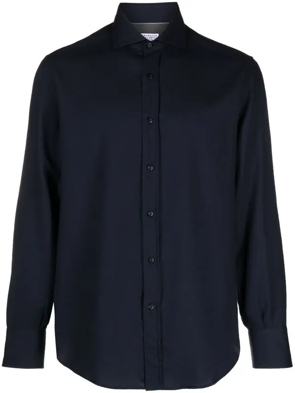 Brunello Cucinelli Button-up Cotton-cashmere Shirt - Blue