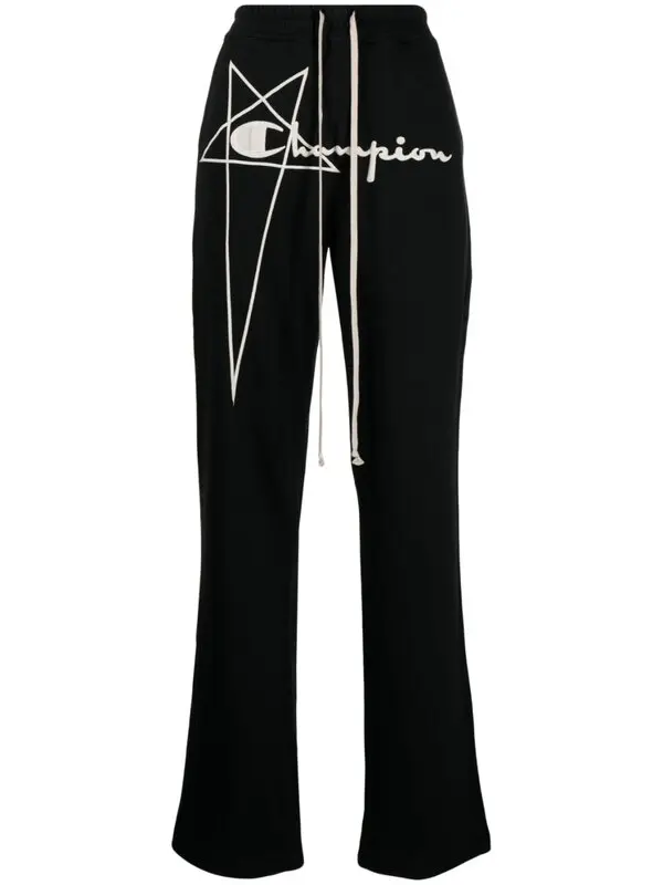 Rick Owens Logo-embroidered Track Trousers