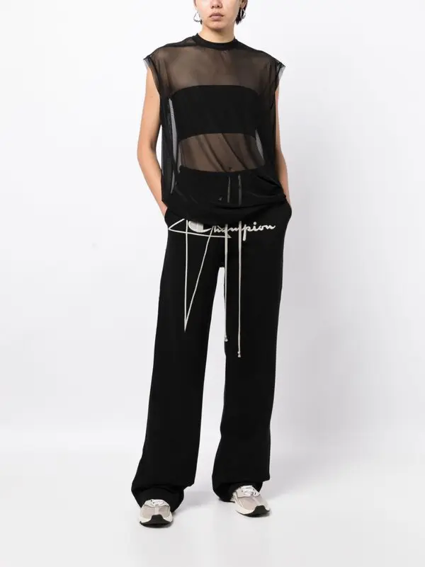 Rick Owens Logo-embroidered Track Trousers
