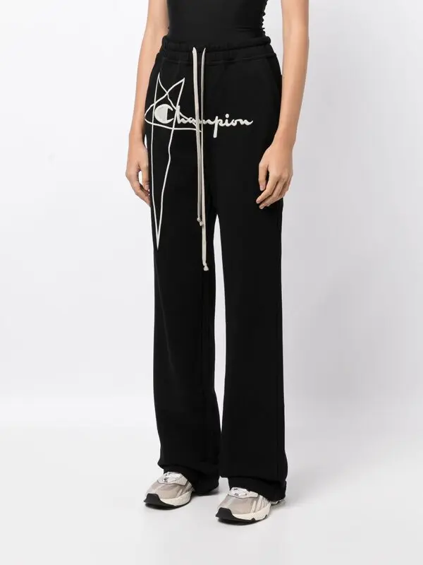 Rick Owens Logo-embroidered Track Trousers