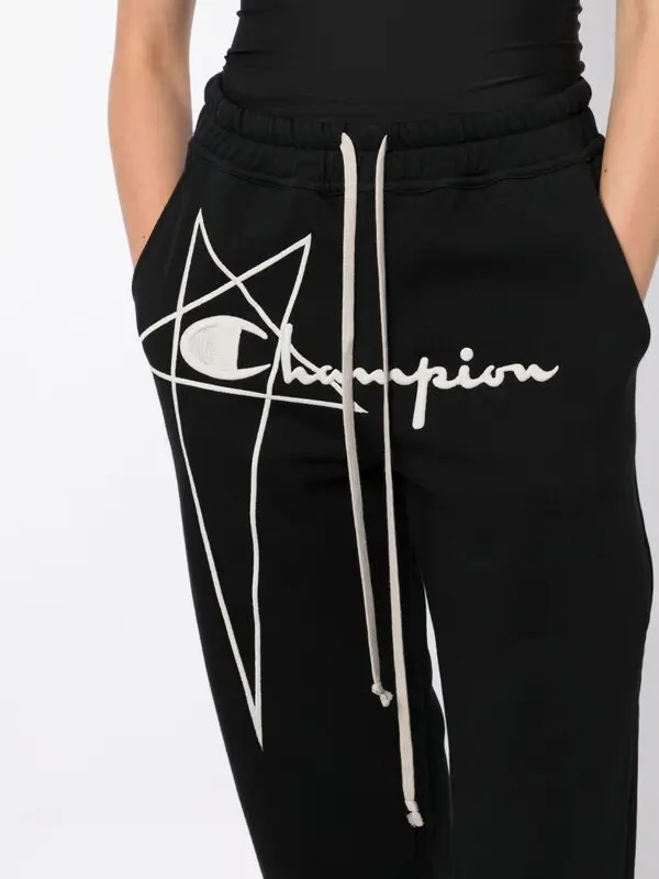 Rick Owens Logo-embroidered Track Trousers