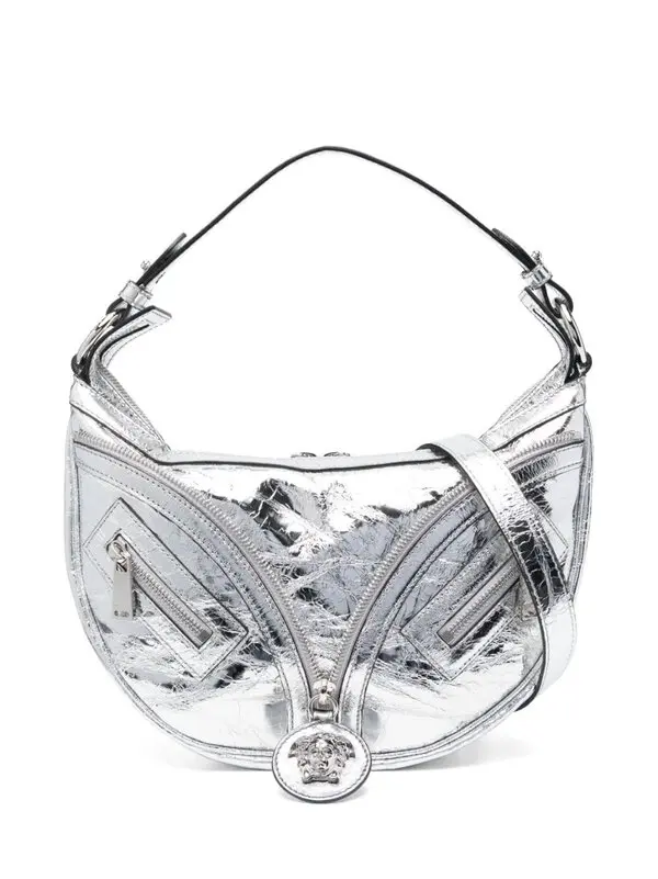 Versace Metallic-effect Shoulder Bag - Silver