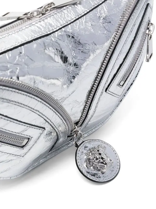 Versace Metallic-effect Shoulder Bag - Silver
