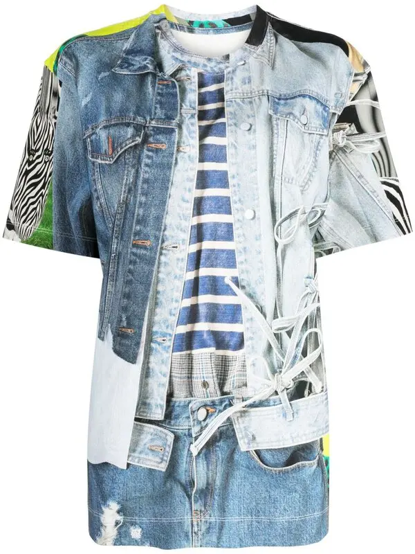 JNBY Graphic-print Cotton T-shirt - Blue